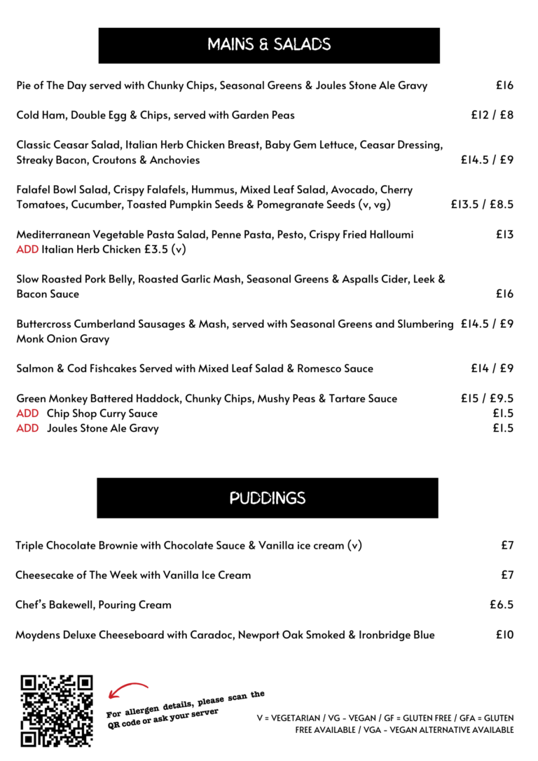 Our Menu – The Red Lion