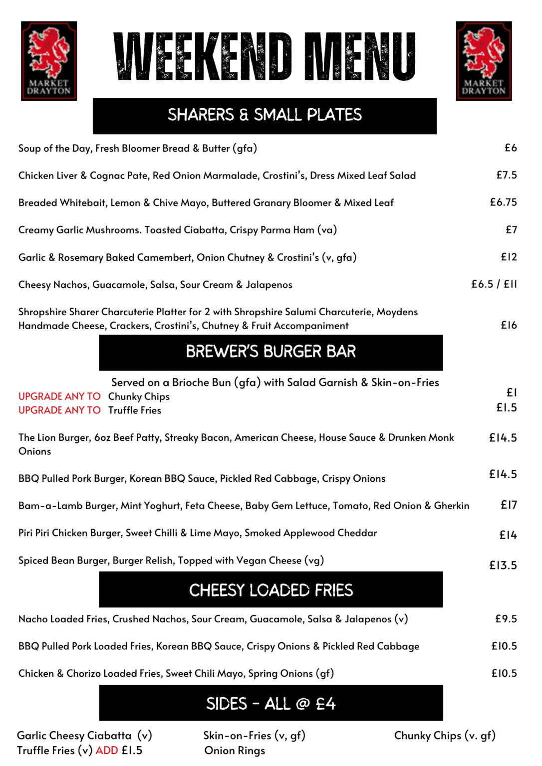 Our Menu – The Red Lion